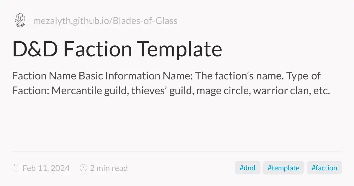 D&D Faction Template
